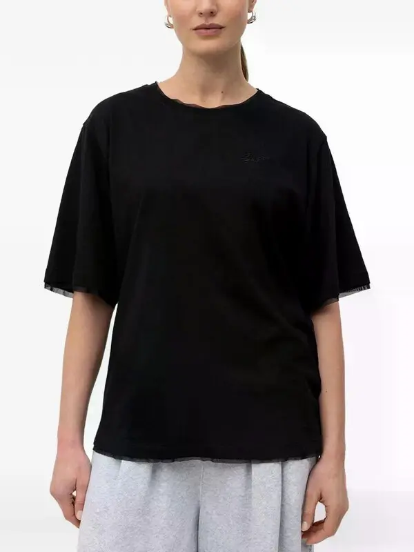 BOSS Tulle-trim Logo Plaque T-shirt