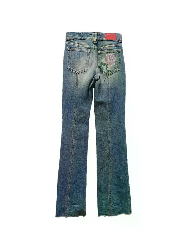 Alessandra Rich Flared Crystal-embellished Jeans - Blue