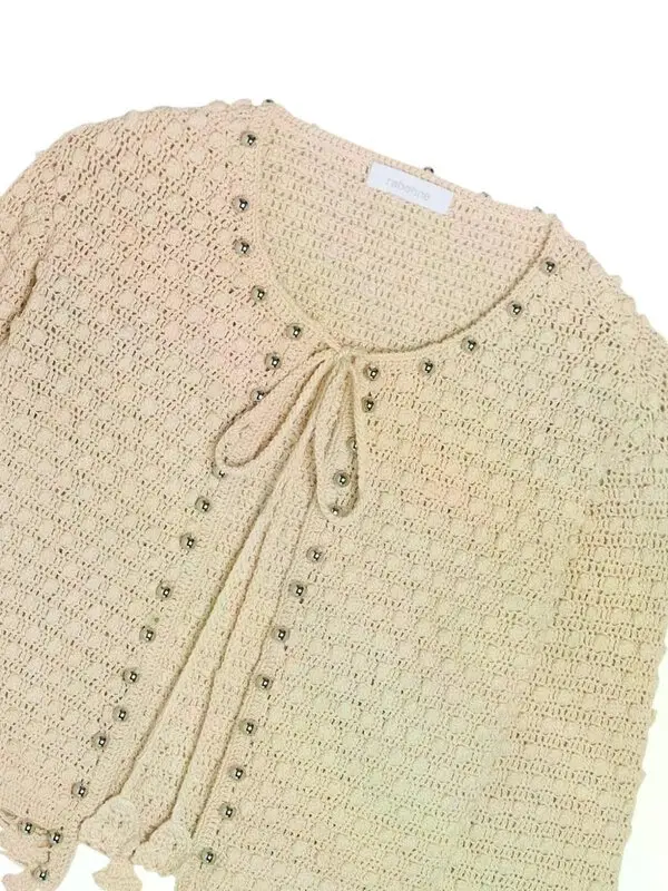 Rabanne Bead-embellished Crochet Cardigan - Neutrals