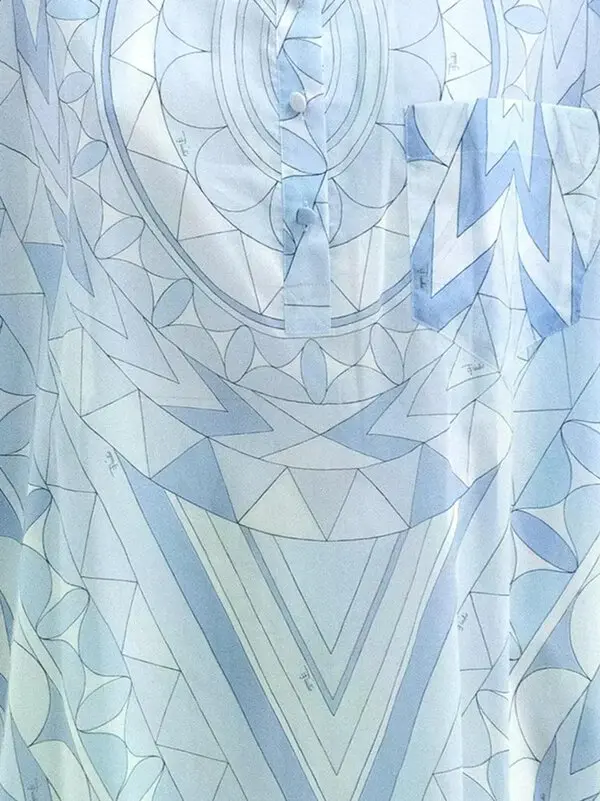 Emilio Pucci Manuba Print Ruched Sleeve Mini Dress - Blue