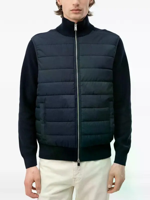 BOSS Quilted Panel Zip-up Sweater