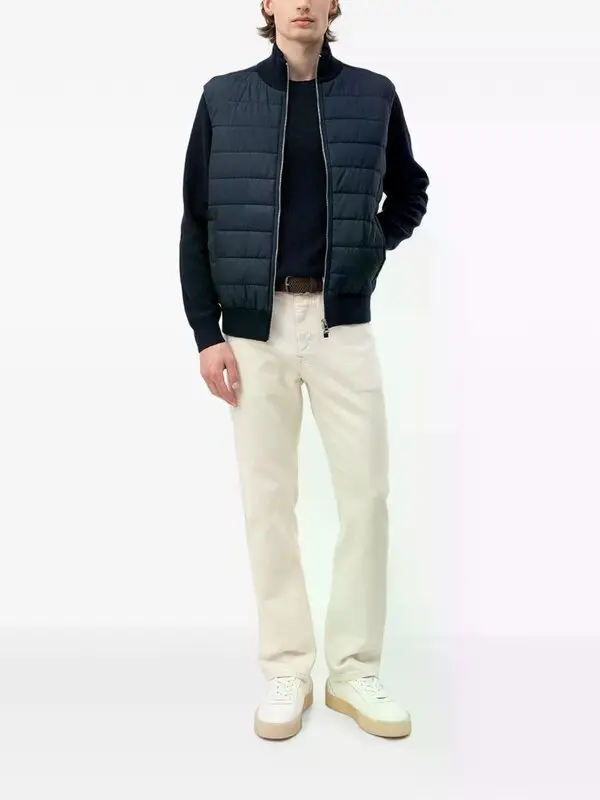 BOSS Quilted Panel Zip-up Sweater