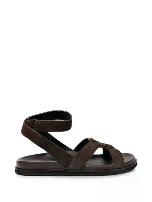 BOSS Logo-patch Touch-strap Sandals - Brown