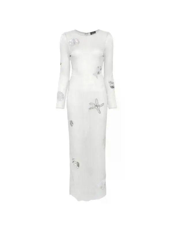 LESLIE AMON Sequin-embellished Maxi Dress - Silver