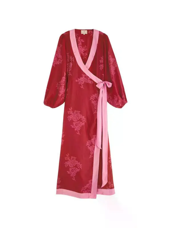 Hannah Artwear Luna Floral Print Maxi Dress - Red