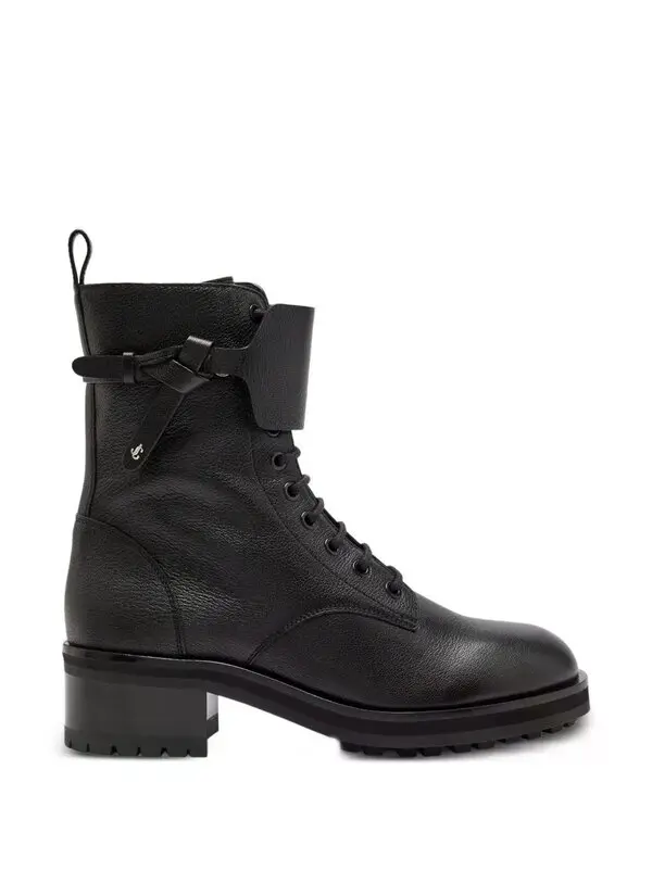 JIMMY CHOO Rosabel Leather Combat Boots - Black