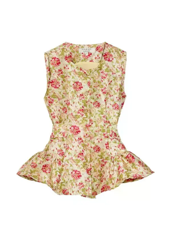 SISTER JANE Jacquard Floral Peplum Blouse