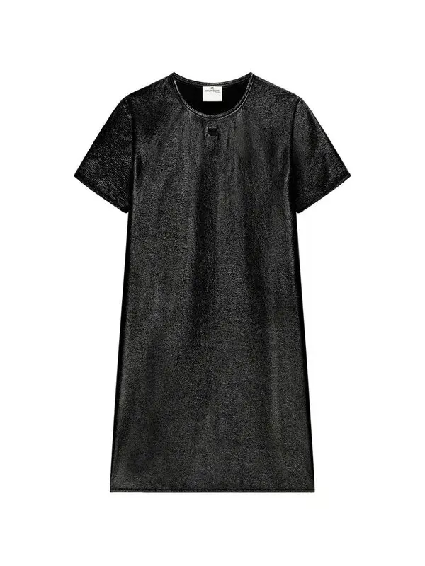 COURREGES Vinyl-effect Short Sleeve Mini Dress - Black