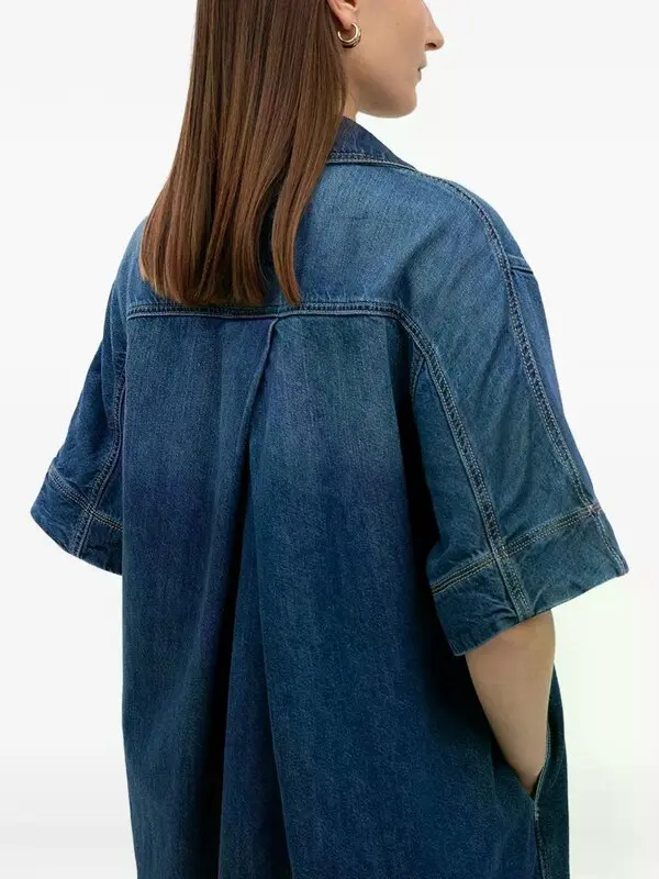 BOSS Denim V-neck Dress With Chest Pockets
