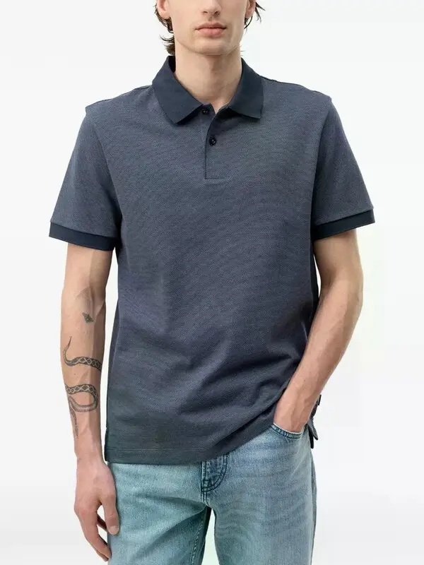 BOSS Piqué-textured Short-sleeve Polo Shirt - Blue