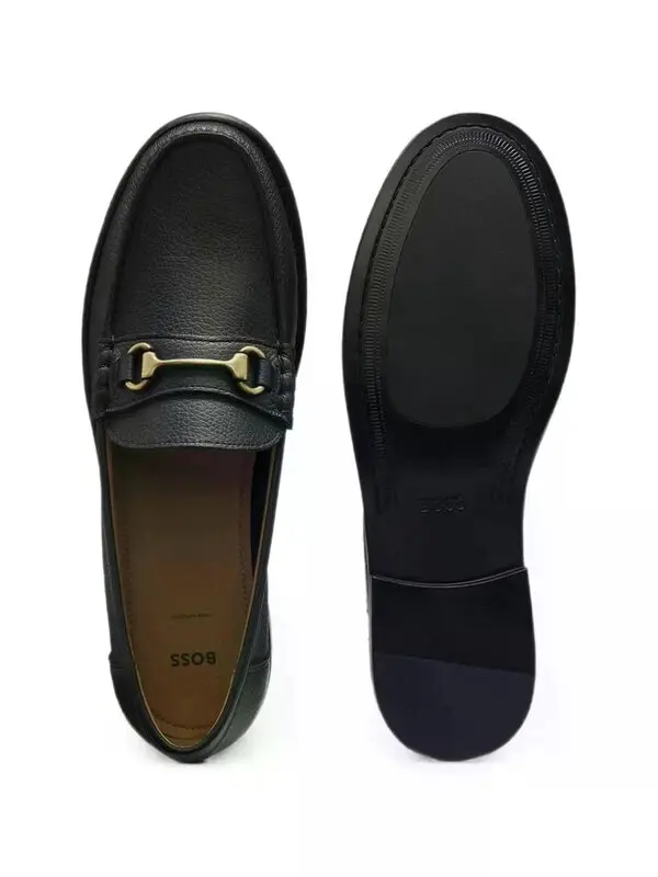 BOSS Grained-leather Boat Shoes With Bit Detail