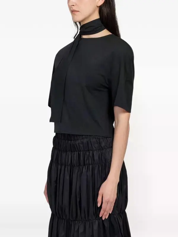 AMOMENTO Padded Tie-neck T-shirt