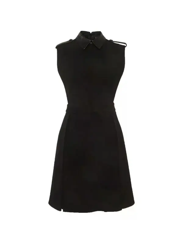 Gucci Leather Trim Sleeveless Mini Dress