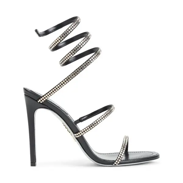 Rene Caovilla Embellished Snake Sandals - Black