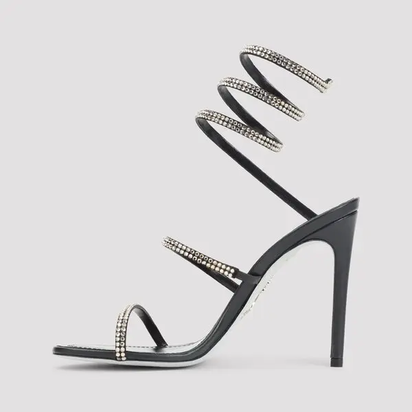 Rene Caovilla Embellished Snake Sandals - Black