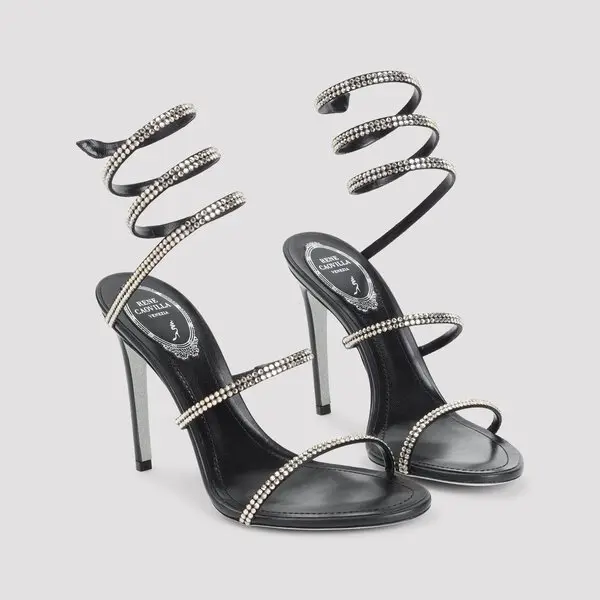 Rene Caovilla Embellished Snake Sandals - Black