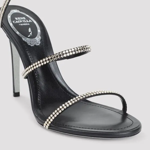 Rene Caovilla Embellished Snake Sandals - Black
