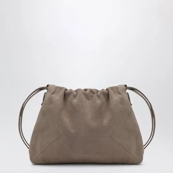 Brunello Cucinelli Suede Pouch With Monile Detail - Cream