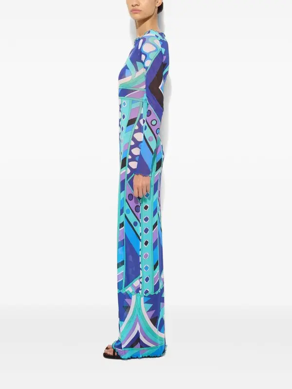 Emilio Pucci Printed Tulle Long Dress