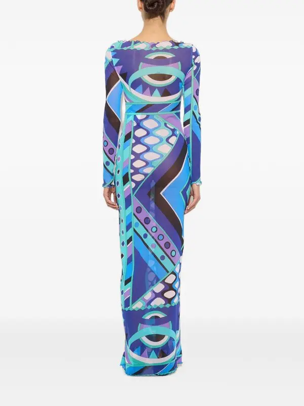 Emilio Pucci Printed Tulle Long Dress