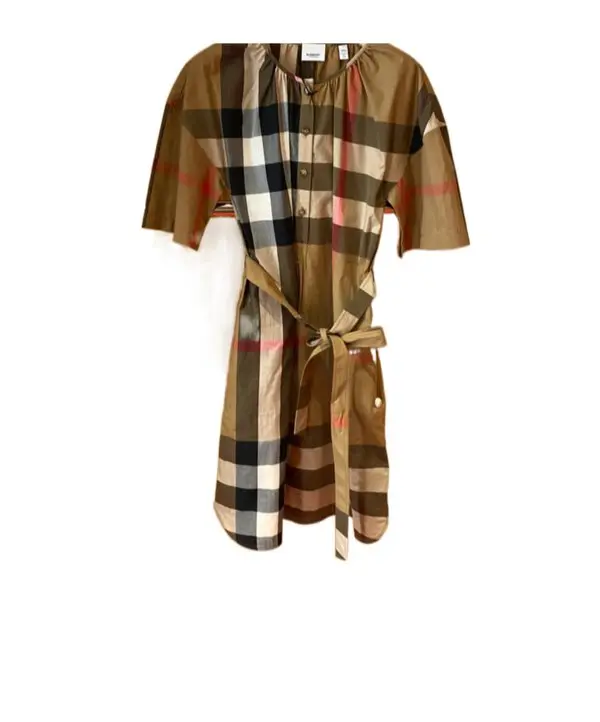 Burberry Checked Midi Shirt Dress - Brown