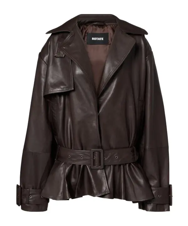 ROTATE BY BIRGER CHRISTENSEN Belted Leather Biker Jacket