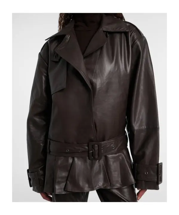 ROTATE BY BIRGER CHRISTENSEN Belted Leather Biker Jacket