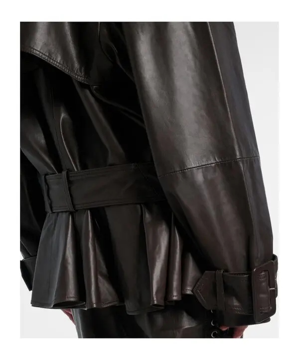 ROTATE BY BIRGER CHRISTENSEN Belted Leather Biker Jacket
