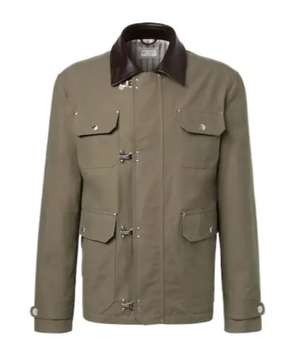 Brunello Cucinelli Leather-trimmed Cotton-blend Field Jacket