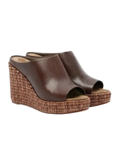 Brunello Cucinelli Leather Espadrille Wedges