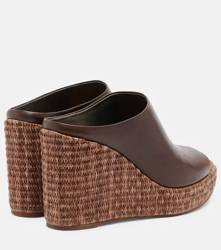 Brunello Cucinelli Leather Espadrille Wedges