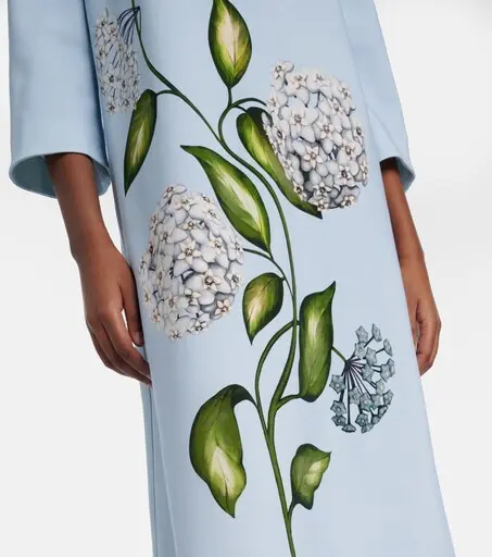 Oscar De La Renta Porcelain Flower Wool-blend Kaftan