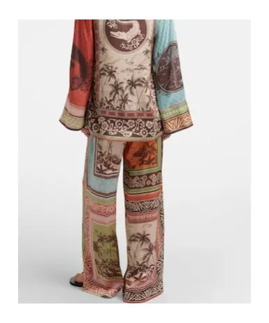 ALEMAIS Printed Wide-leg Casual Pants