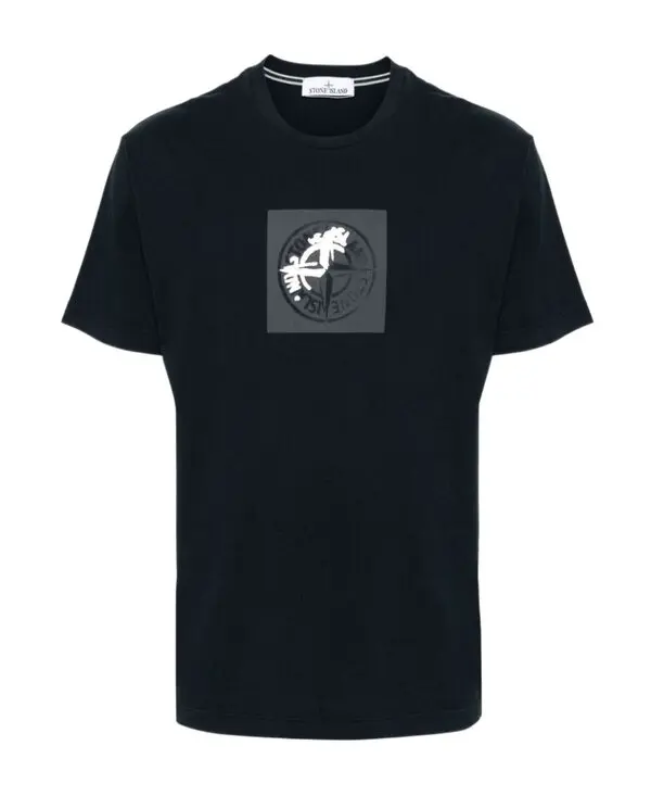 Stone Island Logo Printed Crewneck T-shirt - Blue