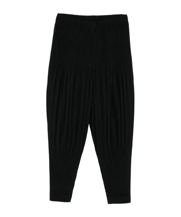 Issey Miyake Homme Plissé Pleated Cropped Trousers - Black