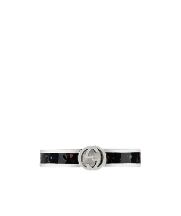 Gucci Interlocking G Enamel Ring - Black