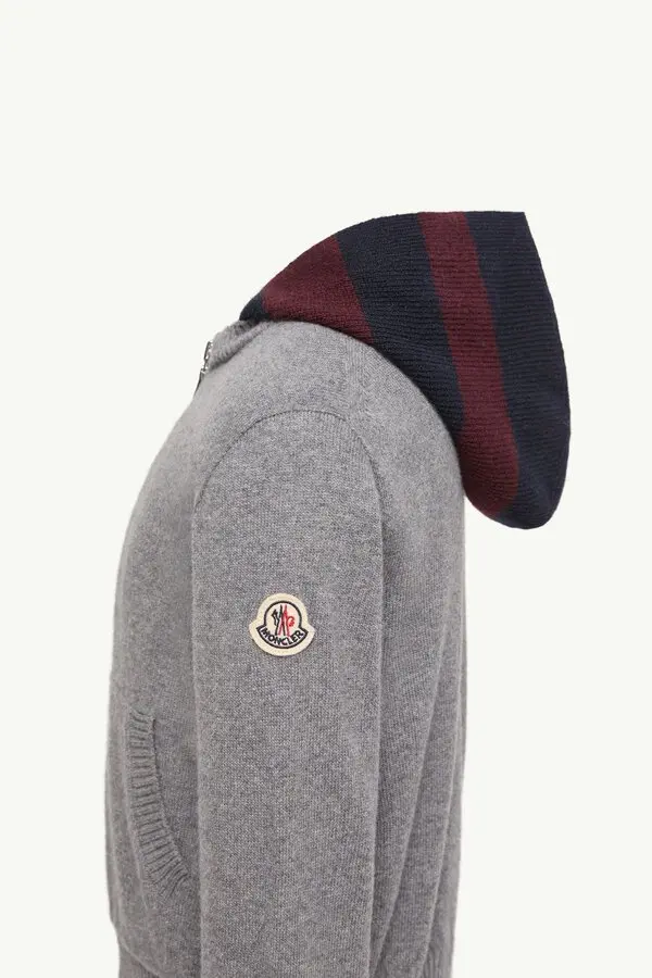 Moncler Wool Cashmere Zip-up Hooded Cardigan