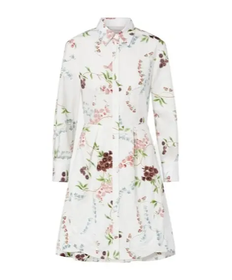 Erdem Floral Cotton Poplin Mini Shirt Dress - White