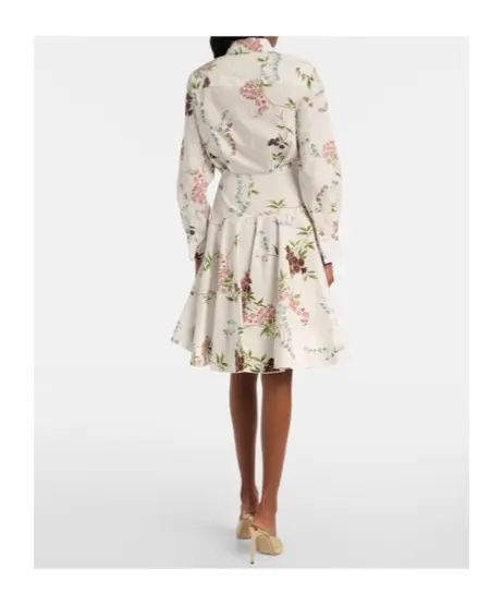 Erdem Floral Cotton Poplin Mini Shirt Dress - White