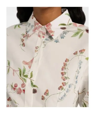 Erdem Floral Cotton Poplin Mini Shirt Dress - White