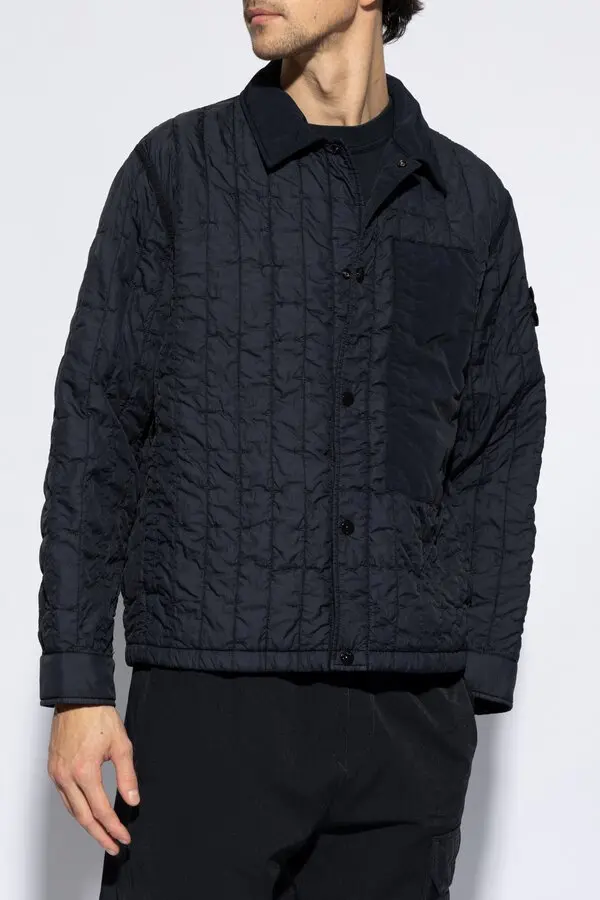 Stone Island Quilted Jacket With Removable Logo Patch