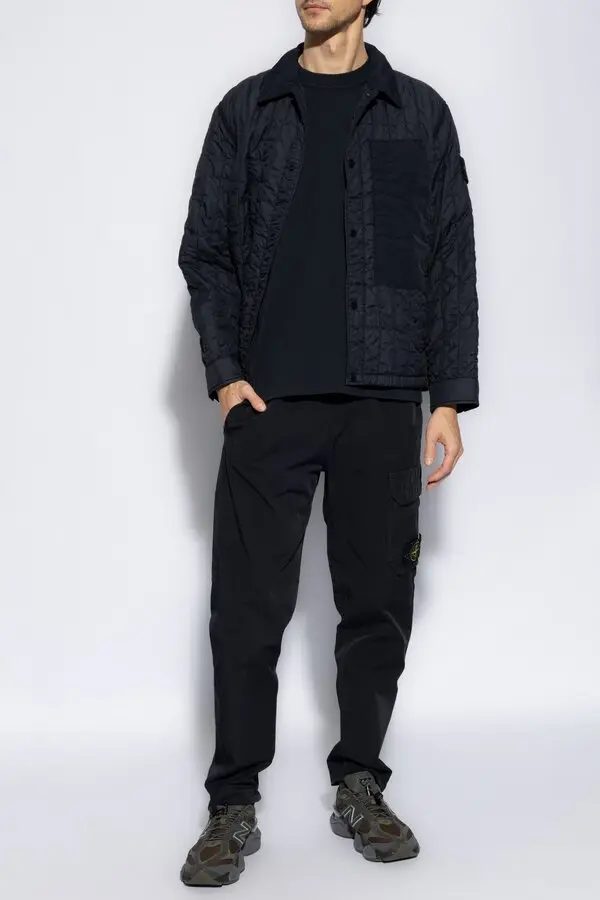Stone Island Quilted Jacket With Removable Logo Patch