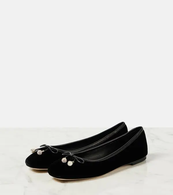 JIMMY CHOO Elme Velvet Ballet Flats