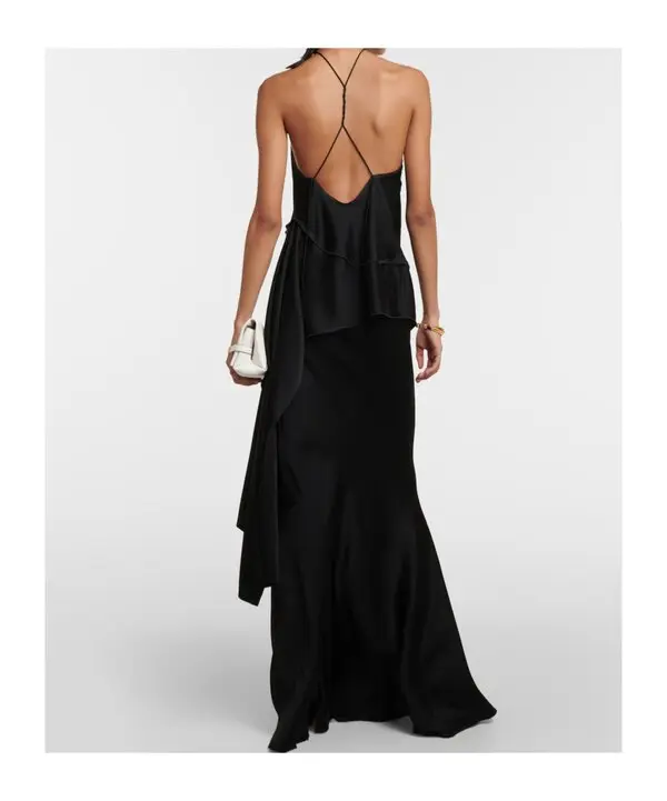 Victoria Beckham Floral Appliquéd Draped Satin Top