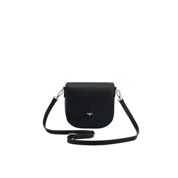 FABLE ENGLAND Beth Saddle Crossbody Purse - Black