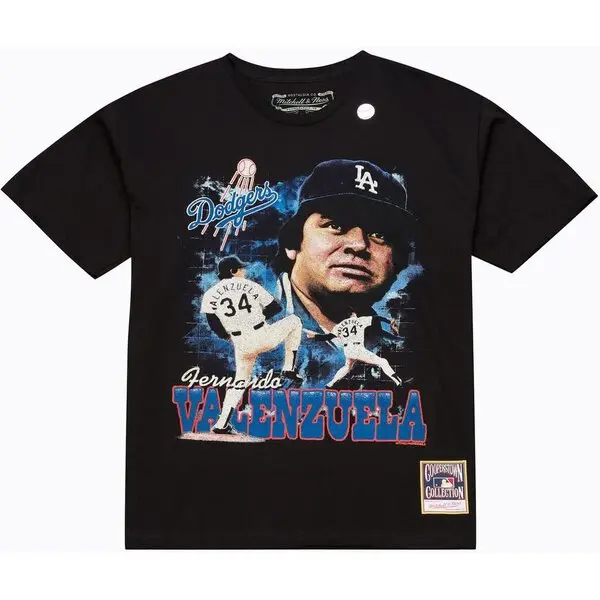 Mitchell & Ness Fernando Valenzuela Los Angeles Dodgers Legendary Collage Player T-shirt - Black