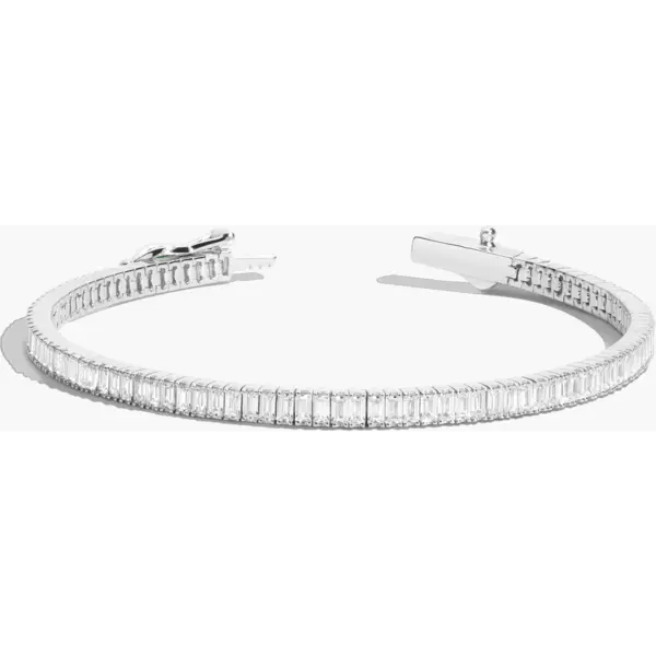 AURATE Lab Grown Sapphire Baguette Tennis Bracelet - Sterling Silver