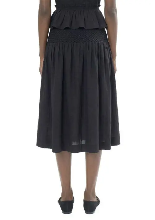 AREA STARS Cotton Smocked Waist Mira Skirt