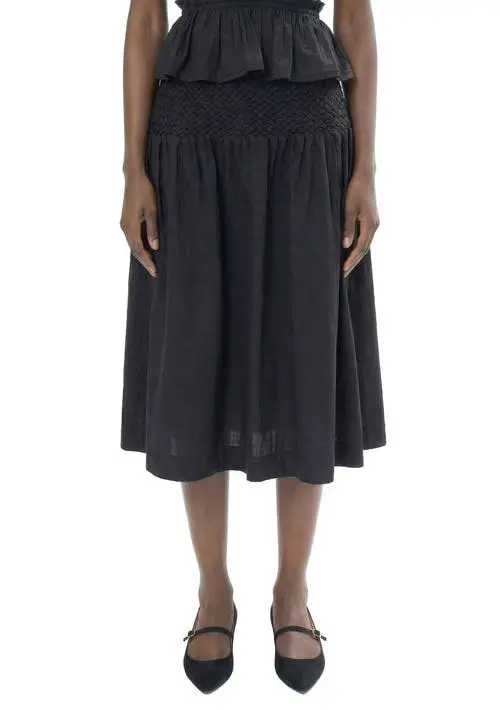 AREA STARS Cotton Smocked Waist Mira Skirt