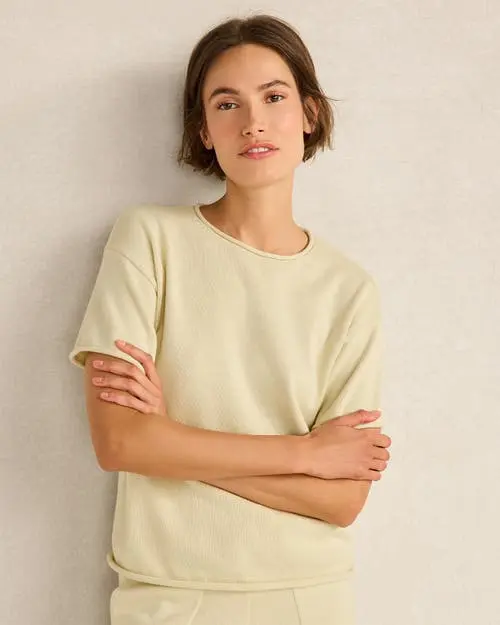 HAVEN WELL WITHIN Cotton Knit Short Sleeve Tee - Celery Leaf